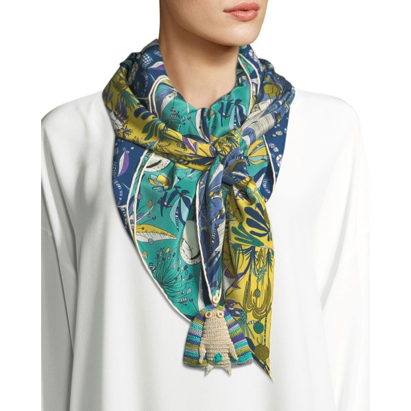 Rumisu Madremonte Baskılı %100 İpek Fular